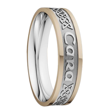 5mm Anam Cara Ring White with Yellow Rails - The Irish Shop